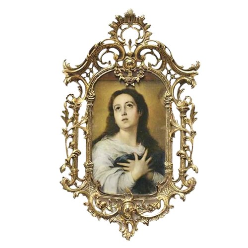 Vintage Religious Cornucopia in Gilded Bronze with Madona Virgen ...