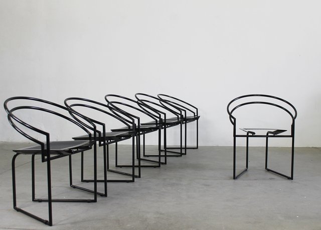 Chaises La Tonda en Métal Laqué Noir par Mario Botta pour Alias 1980s ...