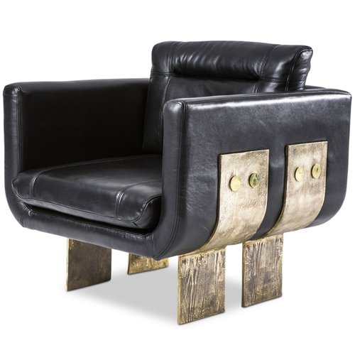 Modern Primal Statement Lounge Chair in Black Leather by Egg Designs ...