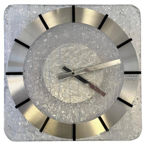 Mid-Century Glass Wall Clock Kienzle Design, Germany, 1970s for sale at ...