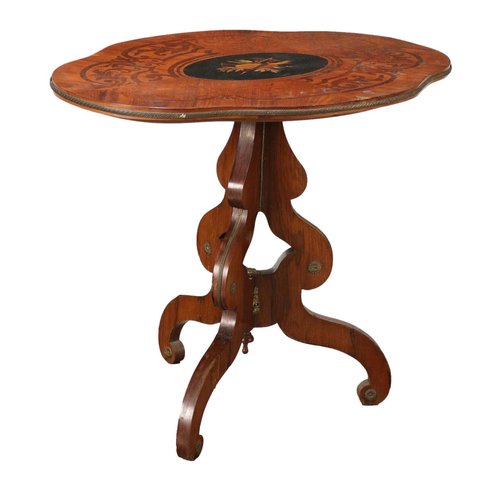 Biscuit-Shaped Table in Bois De Rose in Ebonized Wood & Bronze, 1900s ...