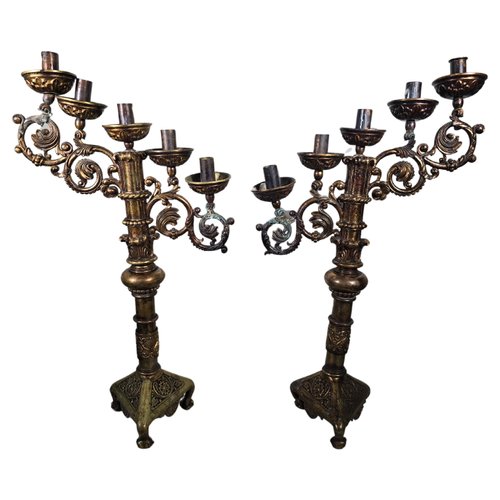 Religious Bronze Candlesticks, 1750, Set of 2 for sale at Pamono