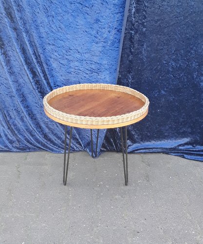 Vintage Round Side Table with Oak Top, 1970s for sale at Pamono