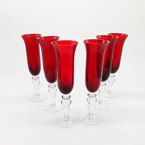 Ruby Glasses in Murano Glass, 1960s, Set of 6 for sale at Pamono