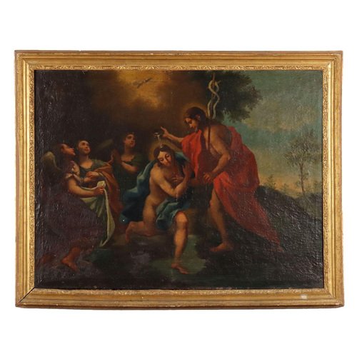 Italian Artist, The Baptism of Christ, 1600s, Oil on Canvas, Framed for ...