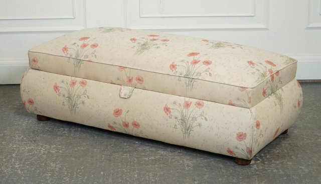 Large Victorian Poppy Flower Pattern Fabric Ottoman Chest Trunk for ...