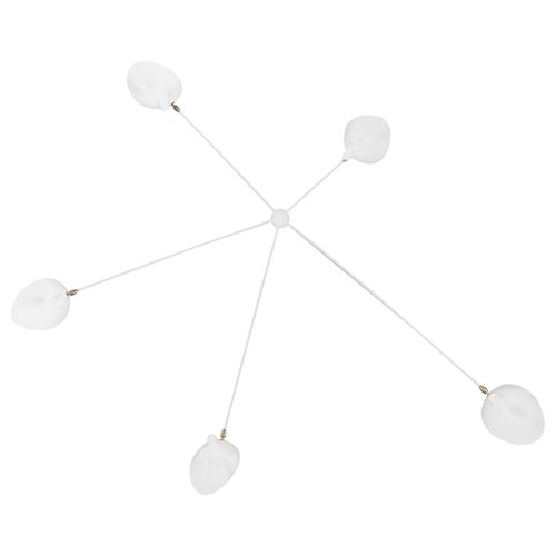Mid-Century Modern White Five Fixed Arms Spider Ceiling Wall Lamp for ...