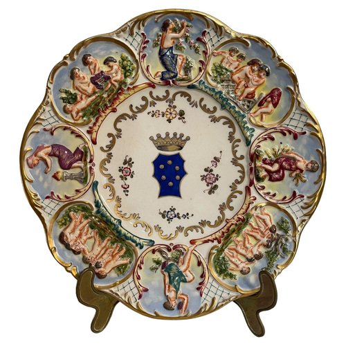 Worked and Decorated Ceramic Plate from Capodimonte, 19th-20th Century ...