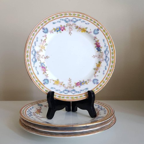 Vintage Porcelain Plates Blue Ribbons and Garlands, the Regent China ...