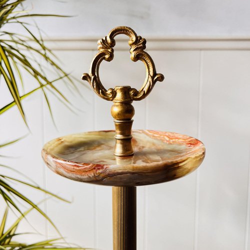 Vintage Standing Ashtray in Brass and Marble Floor Cigarette Stand for ...