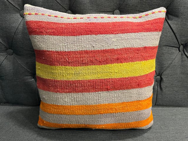 Handmade Stripe Multicolor Cushion for sale at Pamono