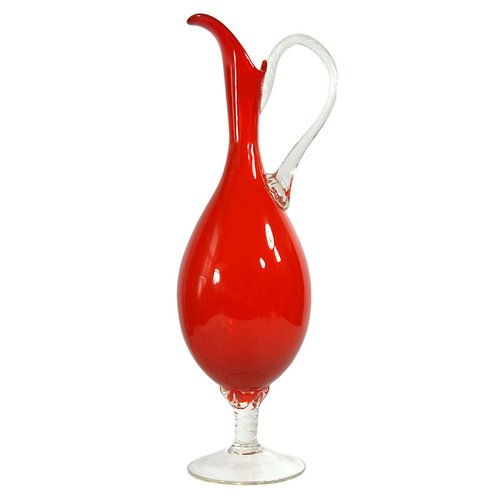 Italian Red Glass Carafe from Empoli, 1970s for sale at Pamono