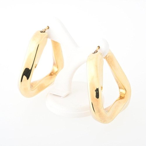 Gold Twisted Triangle Hoop Earrings from Bottega Veneta, Set of 2 for ...