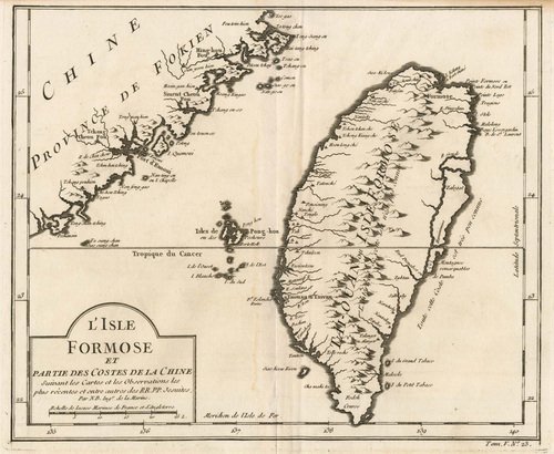 Mid-18th Century Map of Taiwan by Bellin, 1748 for sale at Pamono