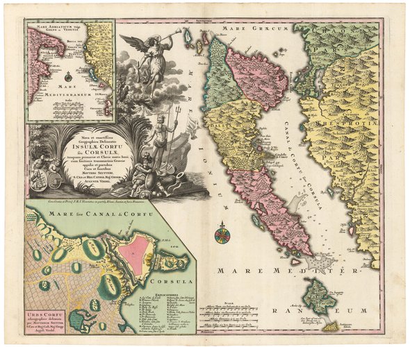 18th Century Map of Corfu in Original Colour for sale at Pamono