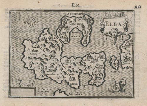 16th Century Miniature Map of Elba by B. Langenes, 1599 for sale at Pamono