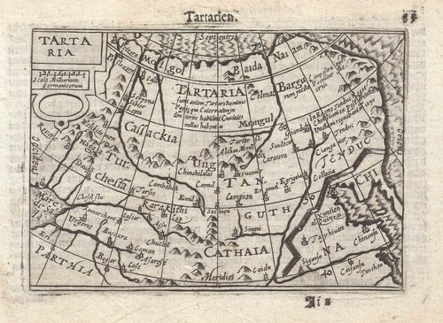 16th Century Miniature Map of Tartary by B. Langenes, 1599 for sale at ...