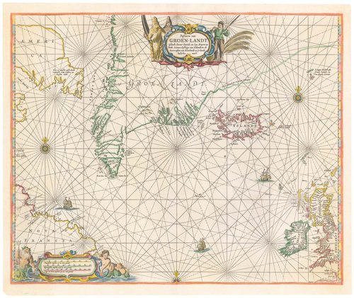 17th Century Dutch Sea Chart of the North Atlantic for sale at Pamono