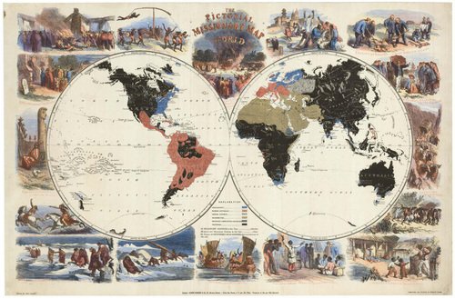 Pictorial Map of the World Promoting Protestant Missionary Work for ...