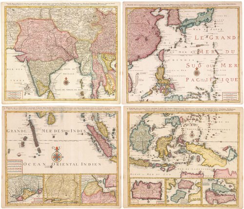 Four-Sheet Wall Map of the Far East, Set of 4 for sale at Pamono