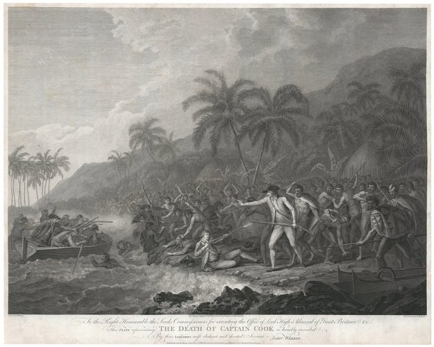 Death of Captain Cook, 1700s, Etching for sale at Pamono