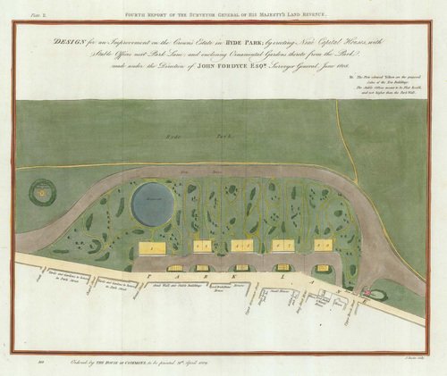 Early 19th Century Map for Houses in Hyde Park by J. Fordyce, 1809 for ...