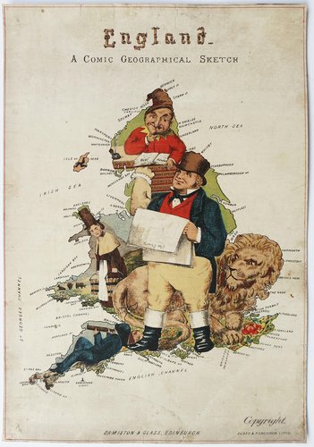 Caricature Map of England and Wales for sale at Pamono