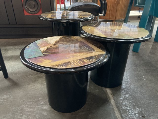 Miami Vice Style Round Side Tables, 1980s, Set of 3 for sale at Pamono