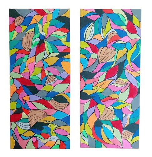 Priscilla Bilijam, Just the Two of Us, 2024, Acryl auf Leinwand, 2er Set bei Pamono kaufen
