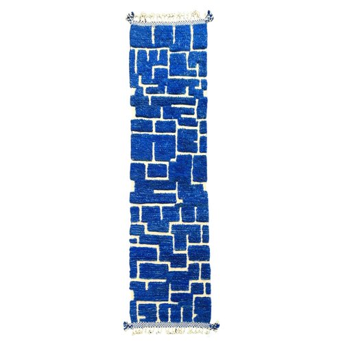 Moroccan Modern Blue Runner Rug for sale at Pamono