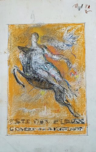 Henri Fehr, Préparation d'affiche: Fête des fleurs, Genève, Pencil ...