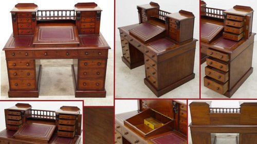 Victorian Charles Dickens Desk in Mahogany, 1880 for sale at Pamono