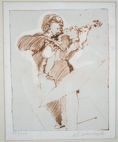 Claude Weisbuch, Violinist, Lithograph for sale at Pamono