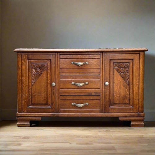 Art Deco Oak Bedroom Sideboard with Mirror Attachment, 1930s for sale ...