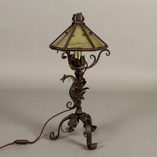 Antique Neo-Renaissance Style Table Lamp in Iron for sale at Pamono