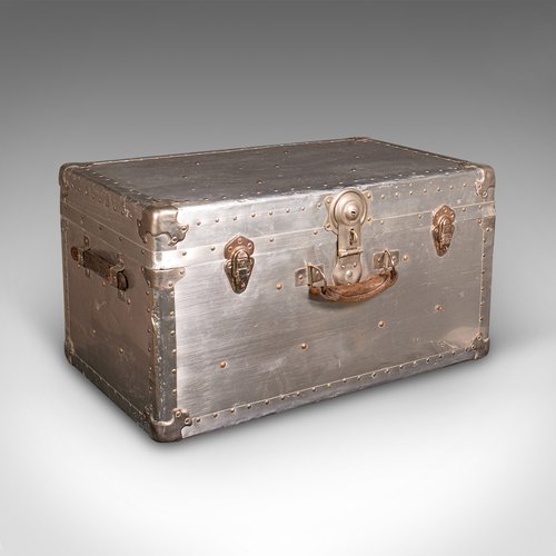 Antique Edwardian Continental Shipping Trunk in Aluminum, 1890s for ...