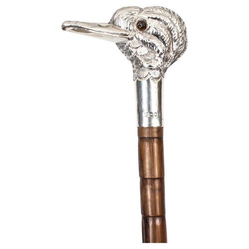 Antique Walking Stick Cane with Sterling Silver Duck Head, 1909 for ...