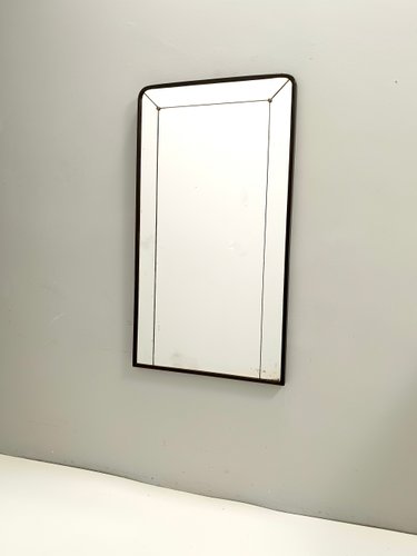 Art Deco Rectangular Wall Mirror with Black Beech Frame, Italy, 1940s ...