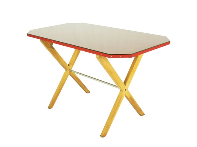 Italian Red Fabric and Glass Rationalist Desk, 1940s for sale at Pamono