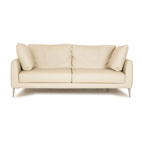 Vega Leather Three Seater Cream Grey Sofa From Whos Perfect For Sale At Pamono