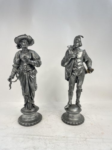 Renaissance Metal Statues, 1940s, Set of 2 for sale at Pamono
