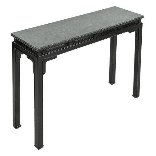 Asian Console in Lacquered Wood with Jade Green Marble Top for sale at Pamono