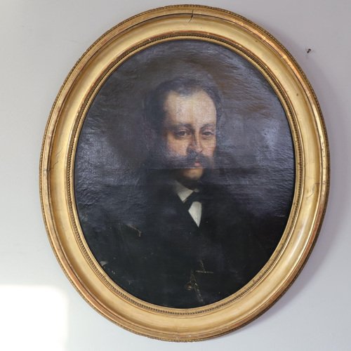 French Artist, Man with Mustache and Court Pianist, 19th Century, Oil ...