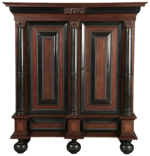 Early Baroque Dutch Renaissance Cabinet with 3 Column Iron Lock, 1700s ...