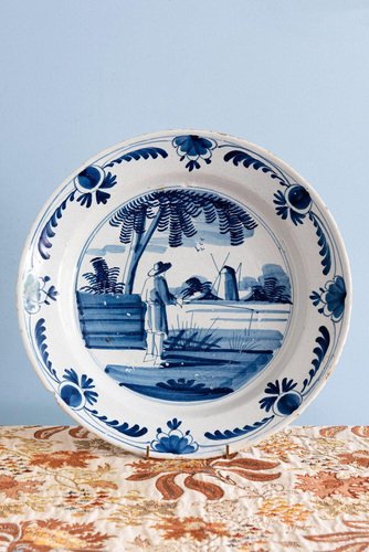 Dutch Blue and White Dish with Country Scene from Delftware for sale at ...