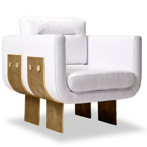 Modern Primal Statement Lounge Chair in White Leather by Egg Designs ...