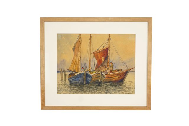 Tom Beyer, Maritime Scene, 1930s, Watercolor, Framed for sale at Pamono