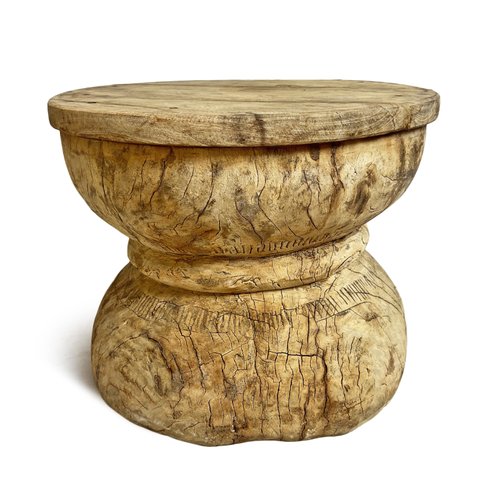 Vintage Bleached Ukhali Stool Table, 1950s for sale at Pamono