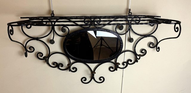 Art Deco Wrought Iron Wall Coat Rack for sale at Pamono