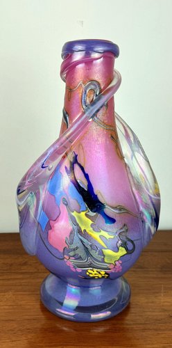 Large Signed Blown Glass Vase for sale at Pamono